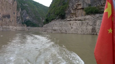 Lesser three gorges view from a boat wit... | Stock Video | Pond5