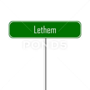 Lethem Town sign - place-name sign: Royalty Free #90506086