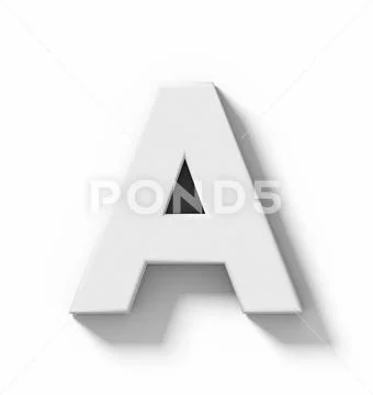 Letter A 3D white isolated on white with shadow - orthogonal projection ...