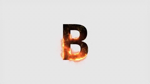Letter B is on fire with alpha channel, ... | Stock Video | Pond5
