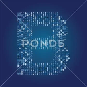 Letter B font made from binary code digits on a dark blue background ...