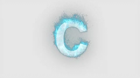 Letter C in blue fire, alpha channel, fi... | Stock Video | Pond5