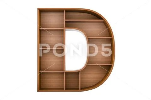 Letter D, alphabet as bookshelf without books, 3D rendering: Graphic ...
