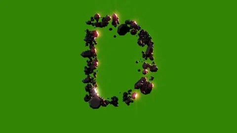 letter D of dark burning rocks with red ... | Stock Video | Pond5