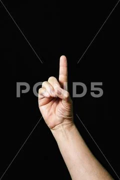 Letter D International sign language dark background ~ Hi Res #152048978
