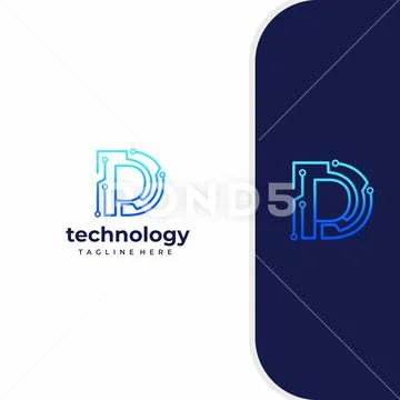 Letter D Technology, Line Dot Connection Logo: Graphic #170169725