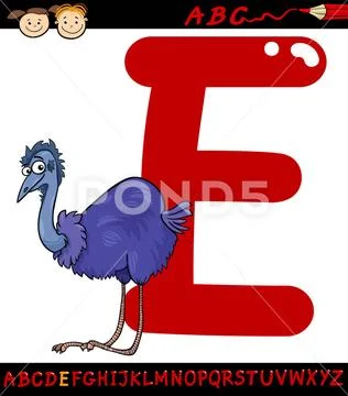 Letter e for emu cartoon illustration Cartoon Illustration of Capital ...