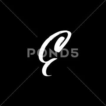 Letter E. Handwritten by dry brush. Rough strokes font. Vector ...