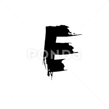 Letter E. Handwritten by dry brush. Rough strokes font. Vector ...