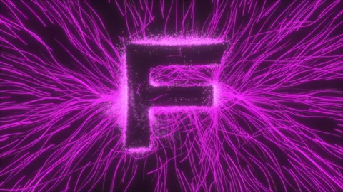 Letter F Reveal in Glowing Neon Rays | Stock Video | Pond5