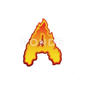 Letter A fire. Flames font lettering. Tattoo alphabet character. fiery ...