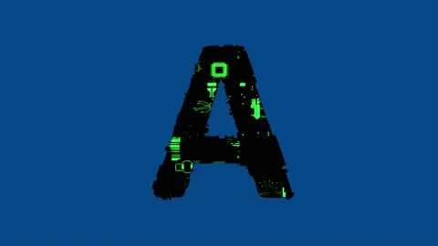 letter A - futuristic cyber punk font wi... | Stock Video | Pond5