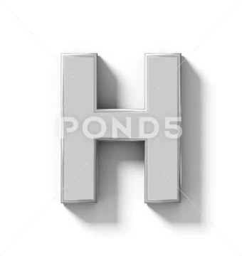 Letter H 3D silver isolated on white with shadow - orthogonal ...