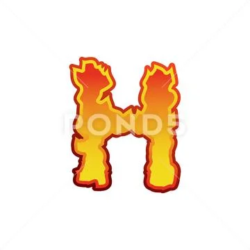 Letter H fire. Flames font lettering. Tattoo alphabet character. fiery ...