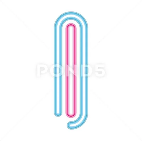 Letter I neon font pink and blue on white background: Graphic #144276693