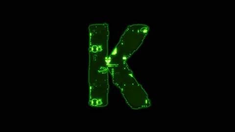 letter K - cybernetic matrix style green... | Stock Video | Pond5
