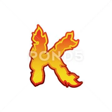 Letter K fire. Flames font lettering. Tattoo alphabet character. fiery ...
