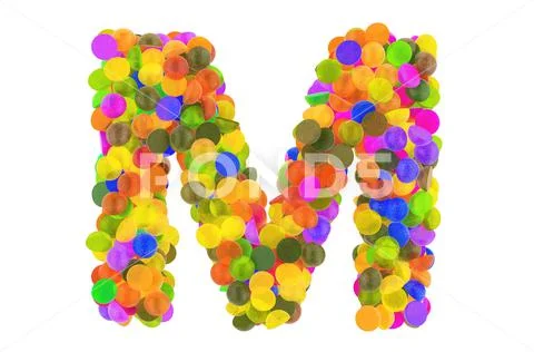 Letter M from colored marmalade candies. 3D rendering Illustration ...