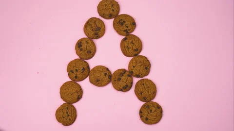 the letter A made of cookies stop motion... | Stock Video | Pond5