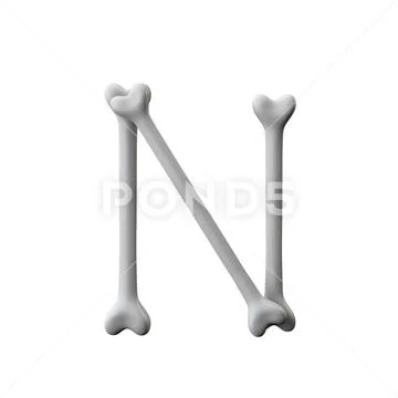 Letter N bone font. Halloween alphabet letter. 3D Rendering: Graphic ...
