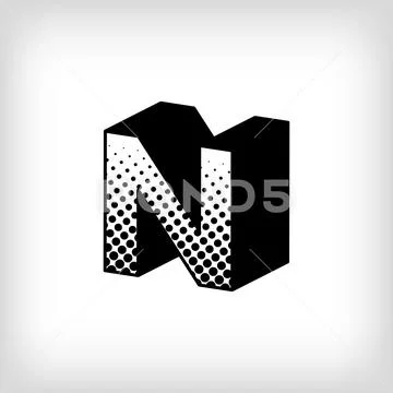 Letter N with creative shadow, pop art dot design alphabet sign ...