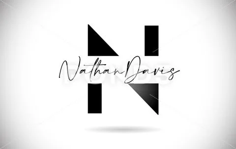 Letter N logo Design with Handwritten Name and Black Colors. Creative ...