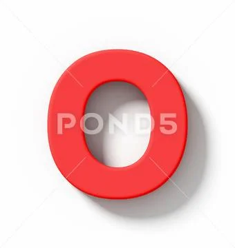 Letter O 3D red isolated on white with shadow - orthogonal projection ...