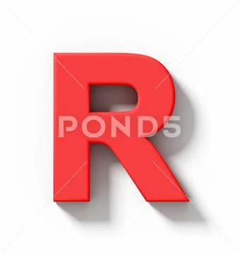 Letter R 3D red isolated on white with shadow - orthogonal projection ...