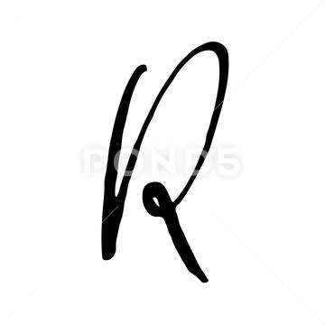 Letter R. Handwritten by dry brush. Rough strokes font. Vector ...