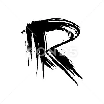 Letter R. Handwritten by dry brush. Rough strokes font. Vector ...