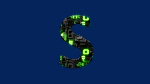 letter S, dark metal cyber punk glitchy ... | Stock Video | Pond5
