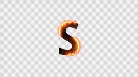 Letter S is on fire with alpha channel, ... | Stock Video | Pond5