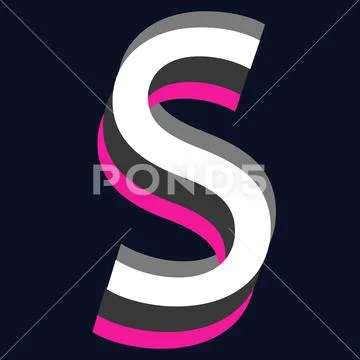 Letter S monogram SSS consisting of three colors white, gray, pink ...