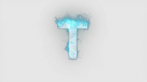Letter T in blue fire, alpha channel, fi... | Stock Video | Pond5