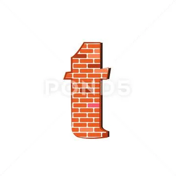 Letter t from red brick wall texture on a white background.: Royalty ...