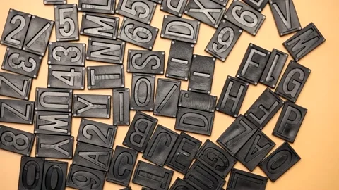 letterpress alphabet and numbers rotatin... | Stock Video | Pond5