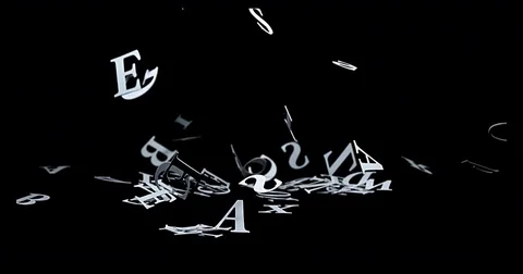 Letters falling against Black Background... | Stock Video | Pond5