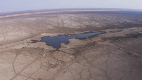level of devastation of a drying up lake... | Stock Video | Pond5
