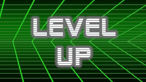 LEVEL UP Retro Futuristic Style Title 80... | Stock Video | Pond5