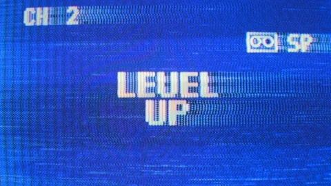 Level Up Text VHS Overlay Analogue Digit... | Stock Video | Pond5