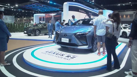 Lexus rz450e luxury electric SUV on disp... | Stock Video | Pond5