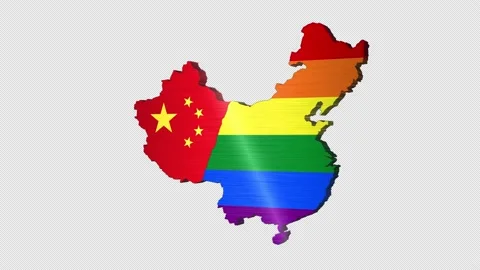 Lgbt flag.3d animation of the China map ... | Stock Video | Pond5