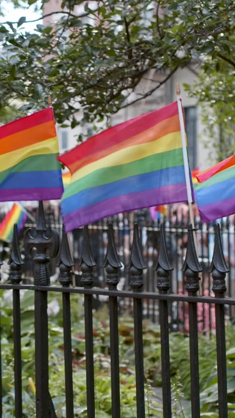 LGBT rainbow flags, 50th Stonewall riots... | Stock Video | Pond5