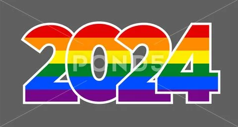 LGBTQ 2024 rainbow logo. Vector symbol of Pride Month support.: Graphic #252150725