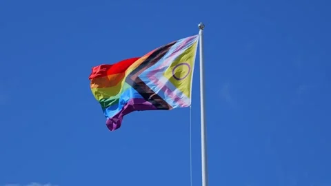 LGBTQ+ Pride Flag Flapping in Breeze Aga... | Stock Video | Pond5