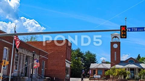 Library and Post office on beautiful day. Stock Photo #258880740