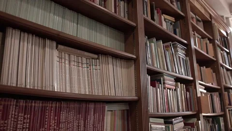 Library in Greek Museum: bookshelves wit... | Stock Video | Pond5
