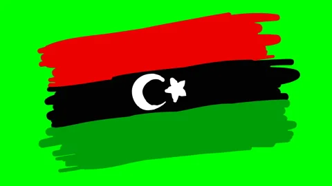 Libya drawing flag on green background | Stock Video | Pond5