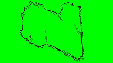 Libya drawing outline map green screen i... | Stock Video | Pond5