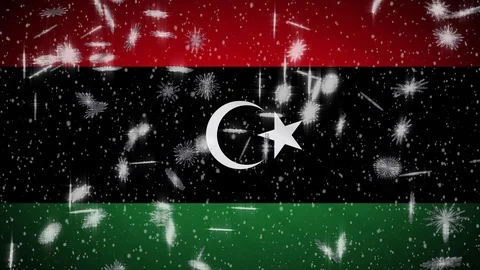 Libya flag falling snow loopable, New Ye... | Stock Video | Pond5